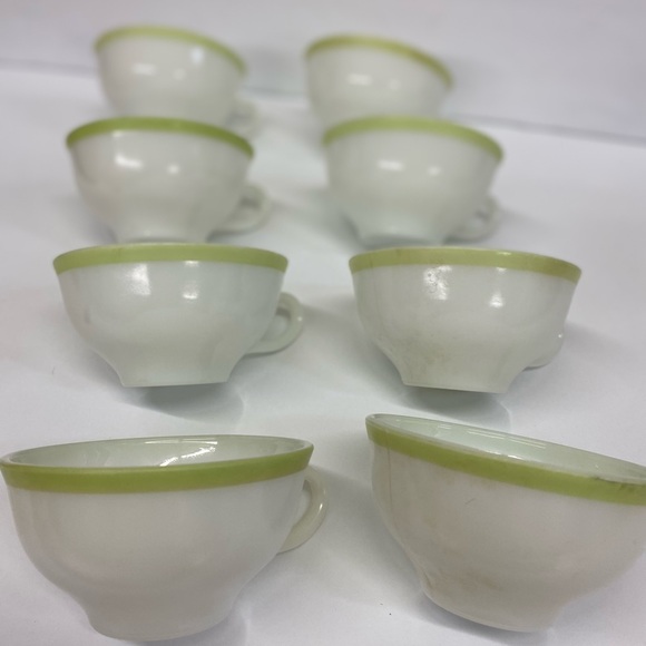 Pyrex | Kitchen | Vintage Pyrex Milk Glass With Lime Green Band Tea ...